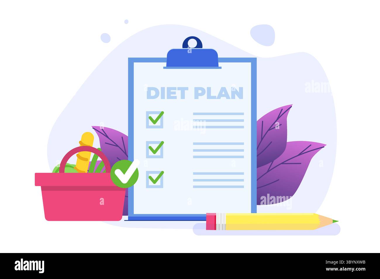 Healthy food and Nutrition Diet planning concept. Vector isolated ...