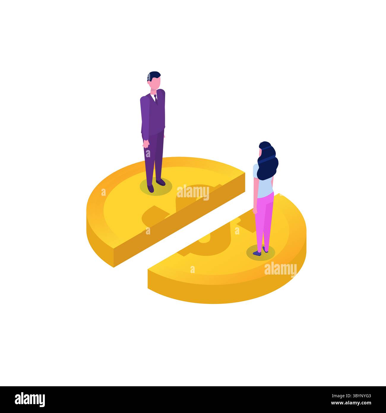 Divide money concept, share profits. Vector isometric illustration ...