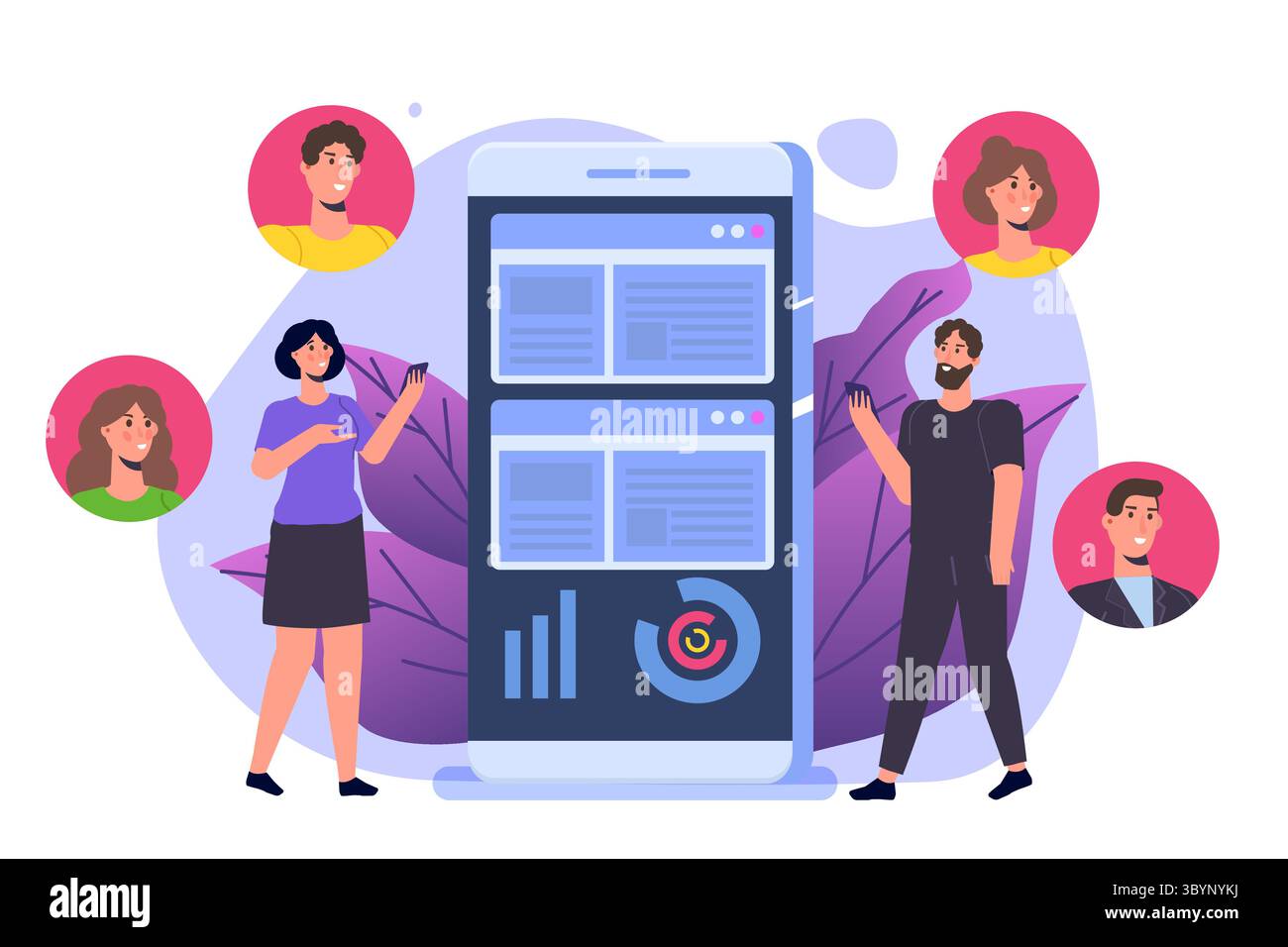 Project management, Remote work, Agile system concept. Vector ...