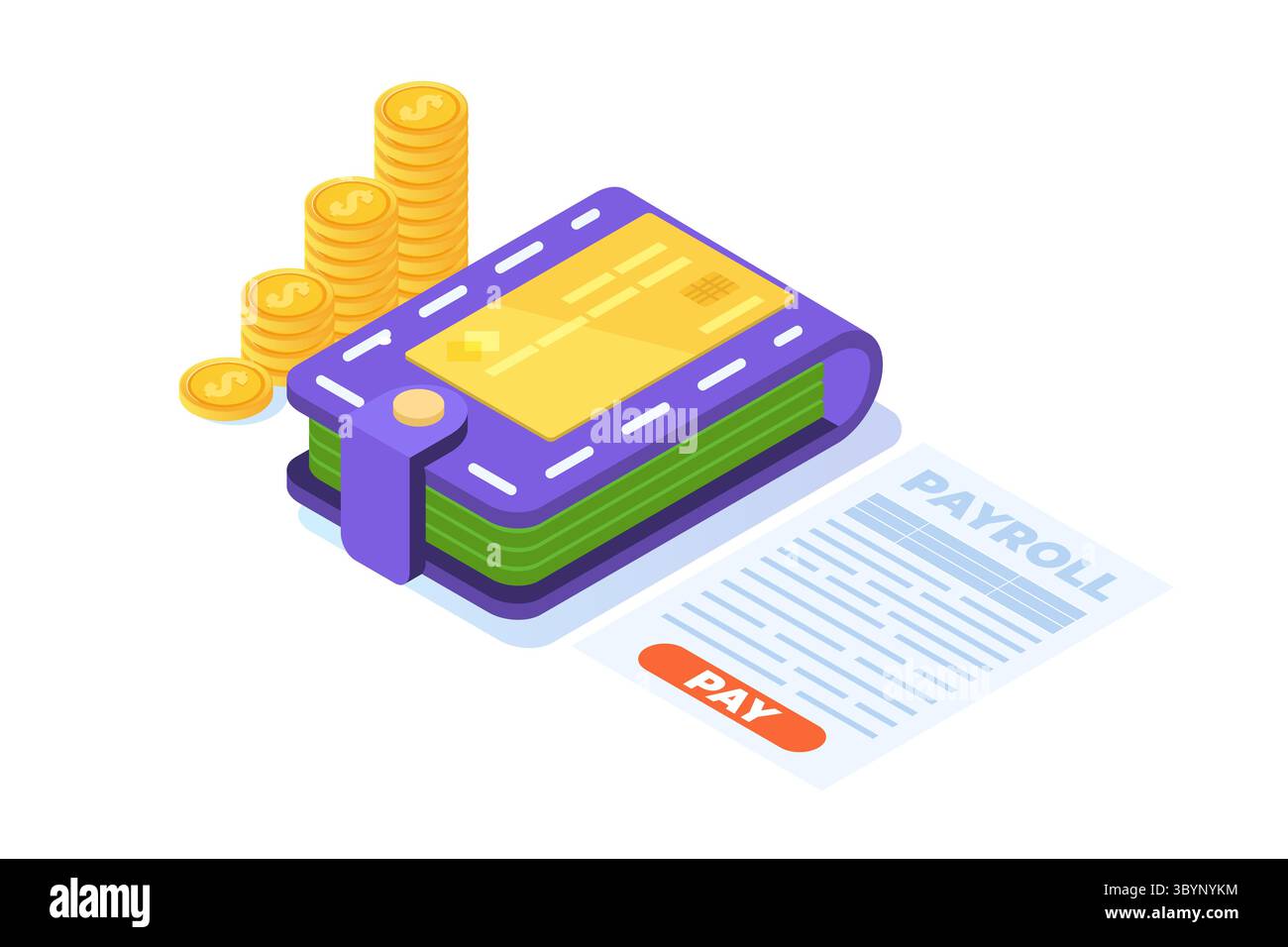 Invoice paper, payroll, salary payment concept. Vector illustration ...