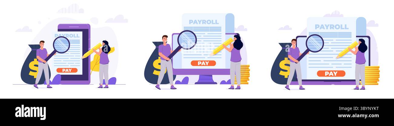 Invoice paper, payroll, salary payment concept. Vector illustration ...