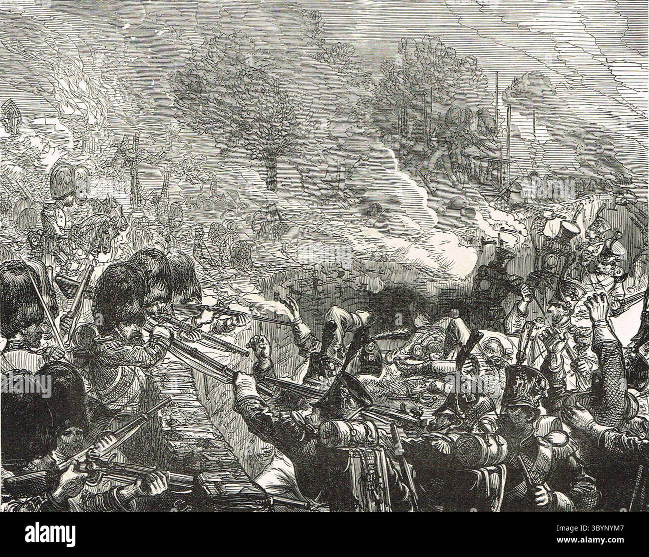The defence of the chateau at Hougoumont during the battle of Waterloo ...
