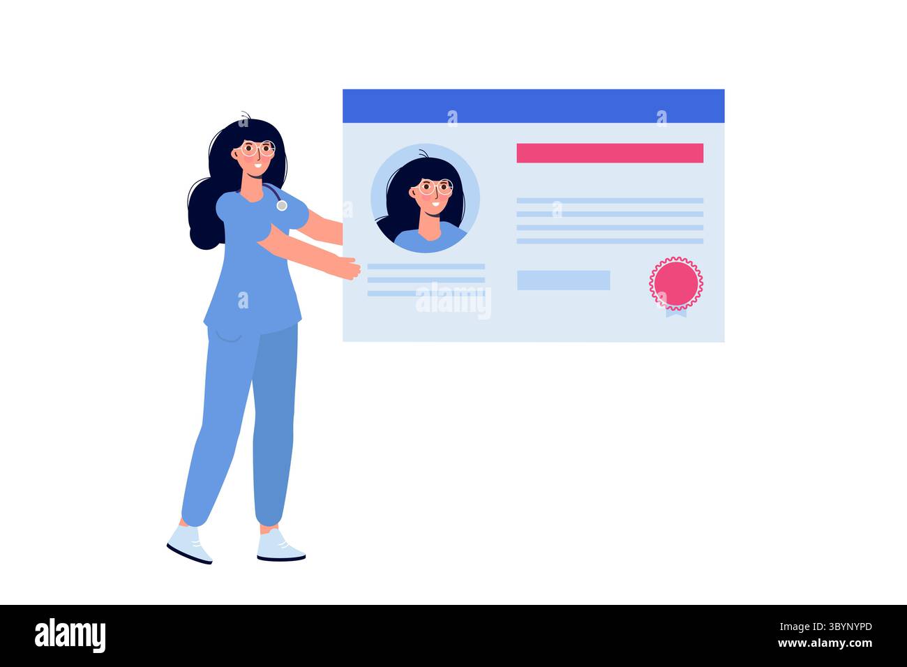 Doctor character hold license or certificate. Vector illustration Stock ...