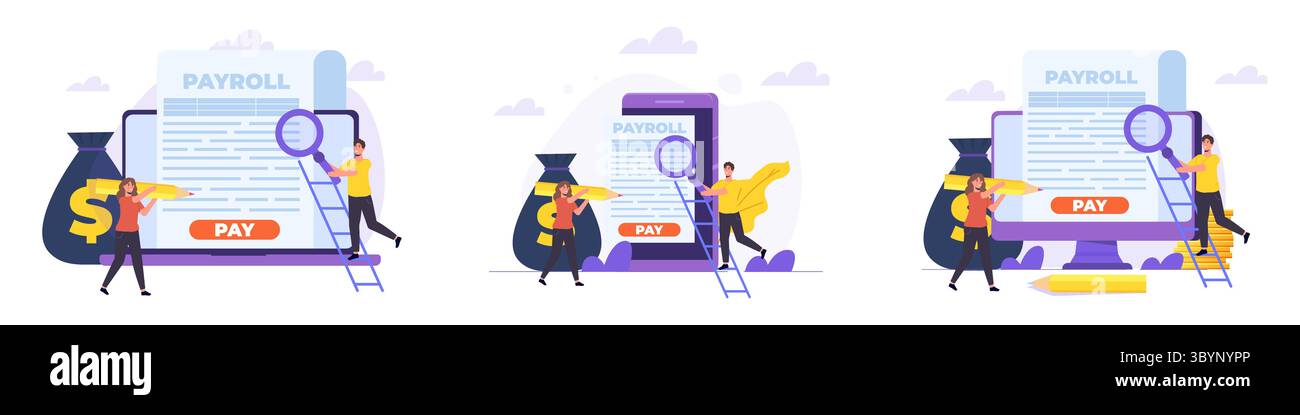 Invoice paper, payroll, salary payment concept. Vector illustration ...