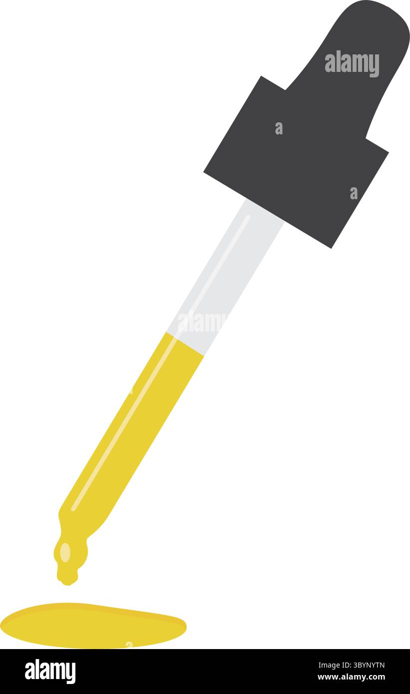Yellow Liquid Dropper Isolated on White Background Stock Vector Image ...