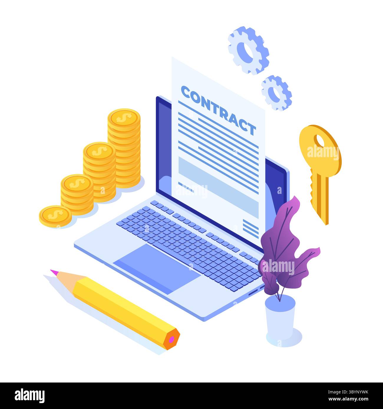 Preparation business contract concept. Vector illustration Stock Vector ...