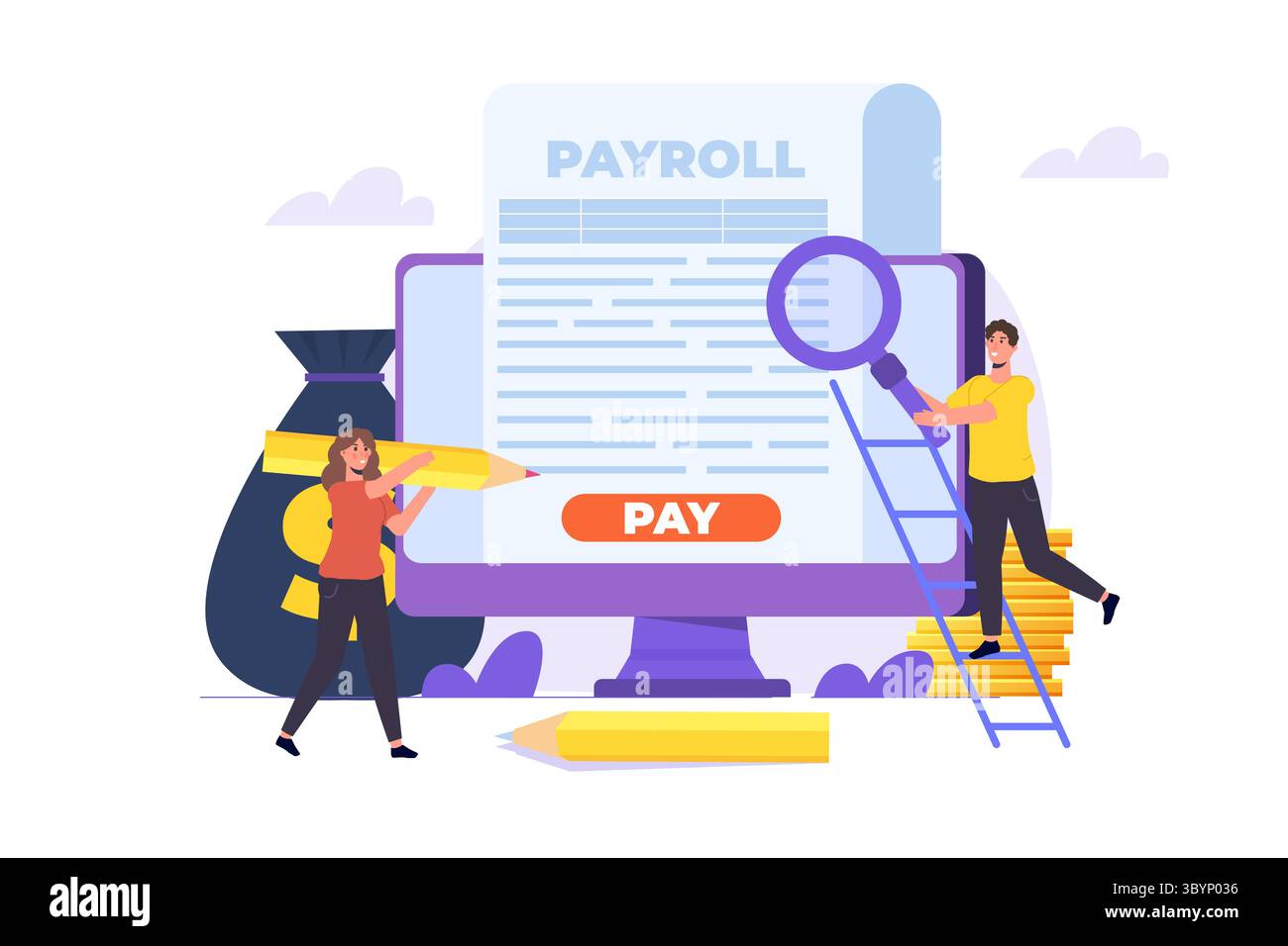 Invoice paper, payroll, salary payment concept. Vector illustration ...