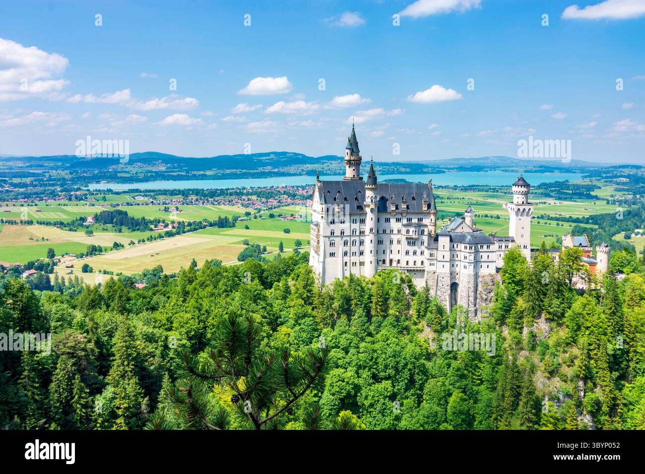 Schloss Neuschwanstein Castle, lake Forggensee Schwangau Schwaben ...