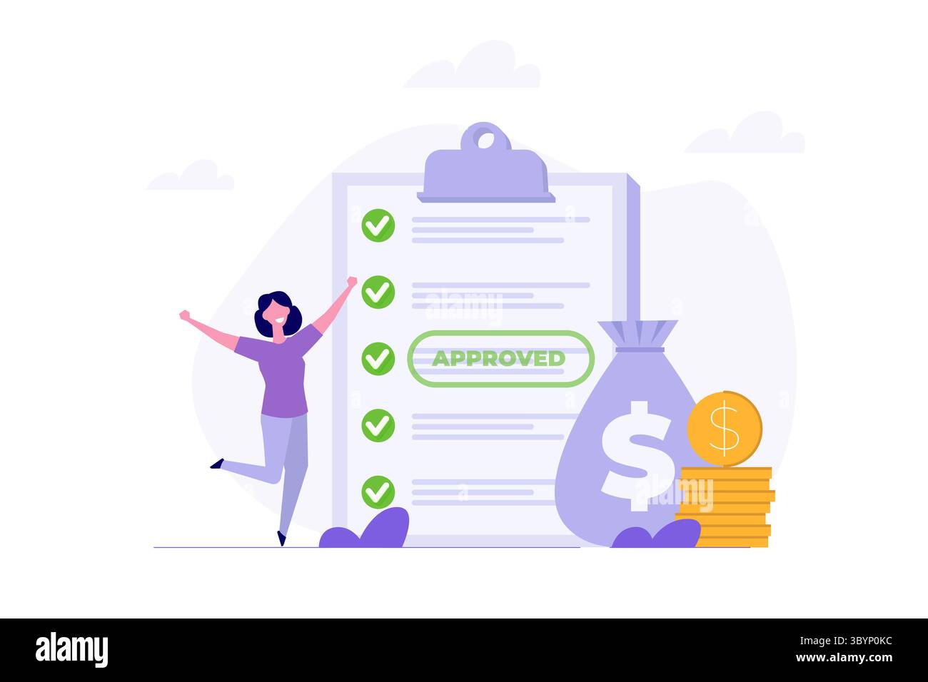 Approved credit bill, Payment approved concept. Flat Vector ...