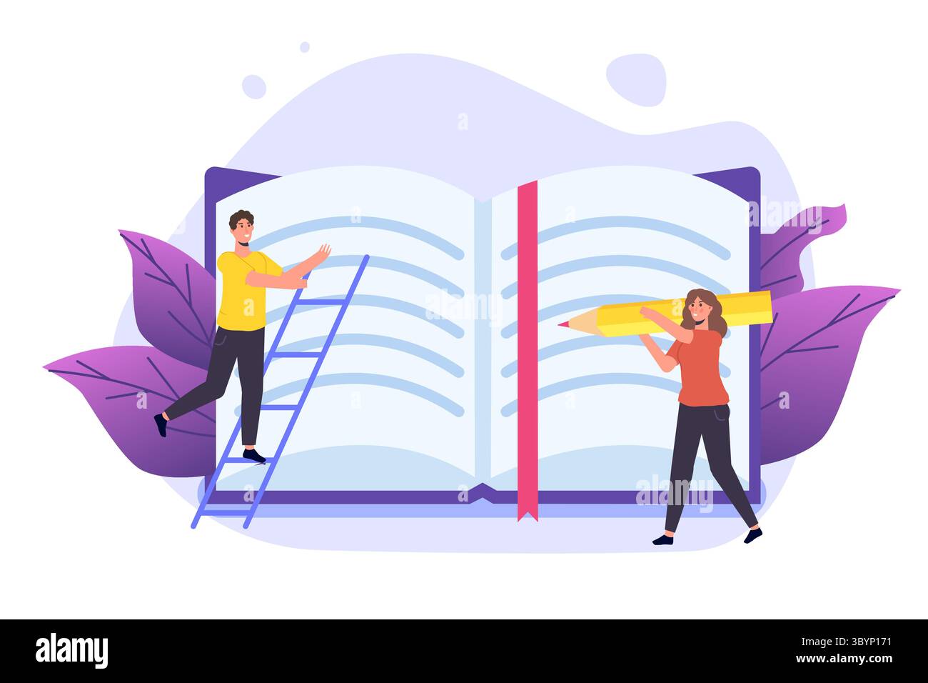 Students reading book, preparing for examination. Books lover concept ...
