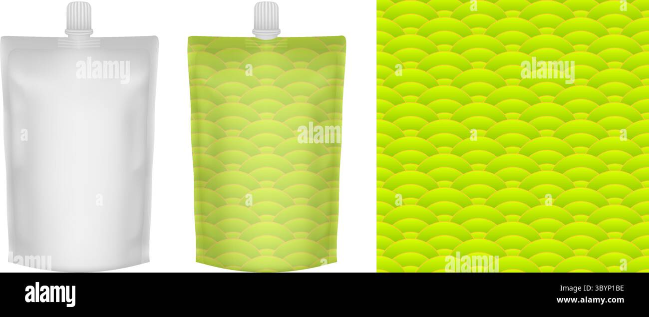 Spouted pouch - blank mockup template. Purple pattern for packaging ...