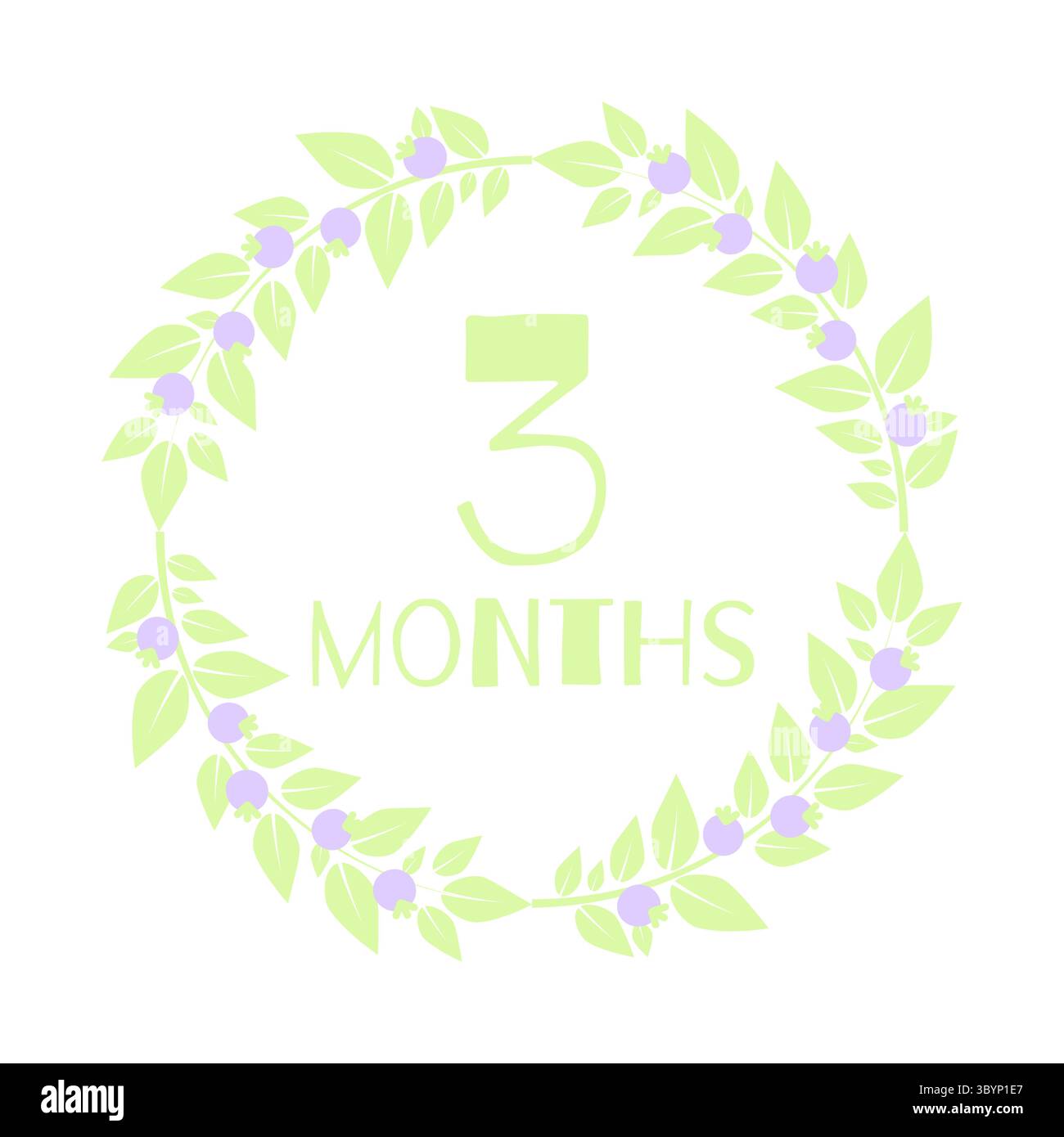 Newborn age milestone patch 3 month. Vector illustration Stock Vector ...