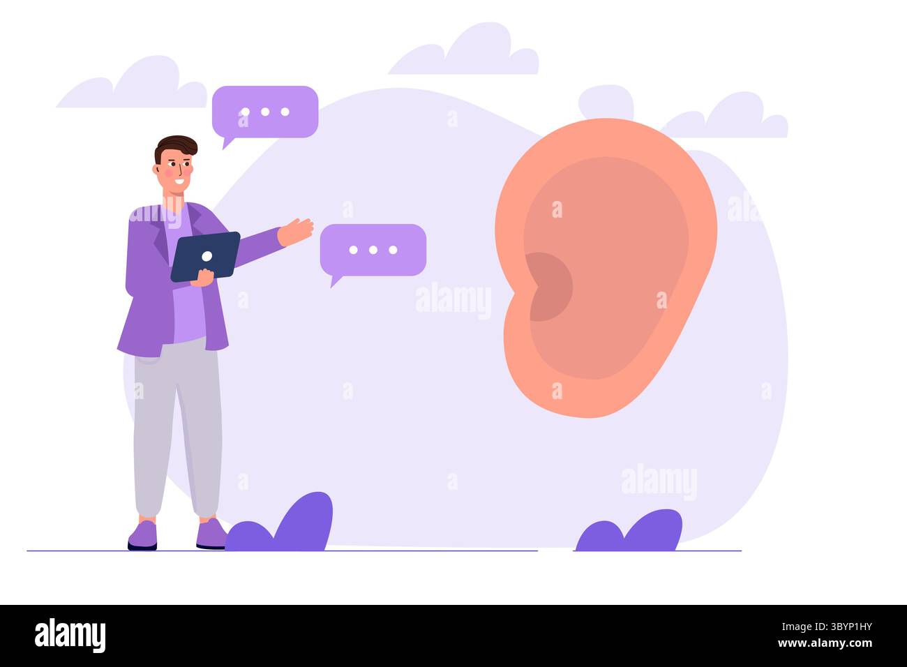 Active listening, listening skill concept. Vector illustration Stock ...