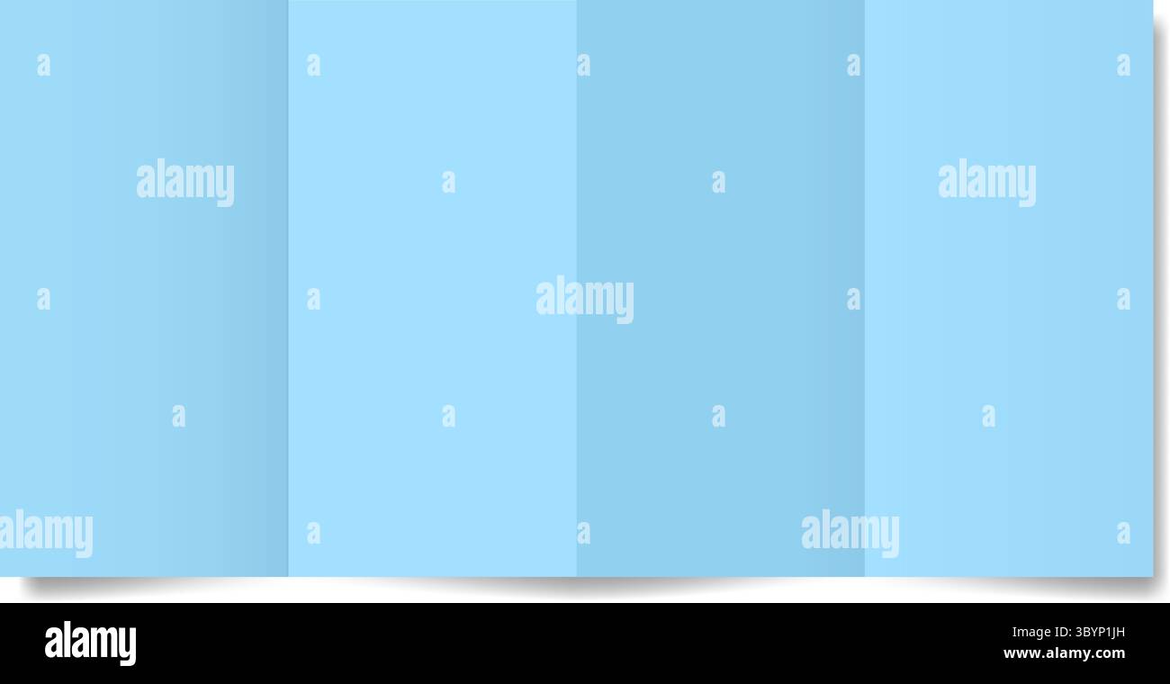 Four panel accordion fold. Light blue folded paper sheet. Double gate ...