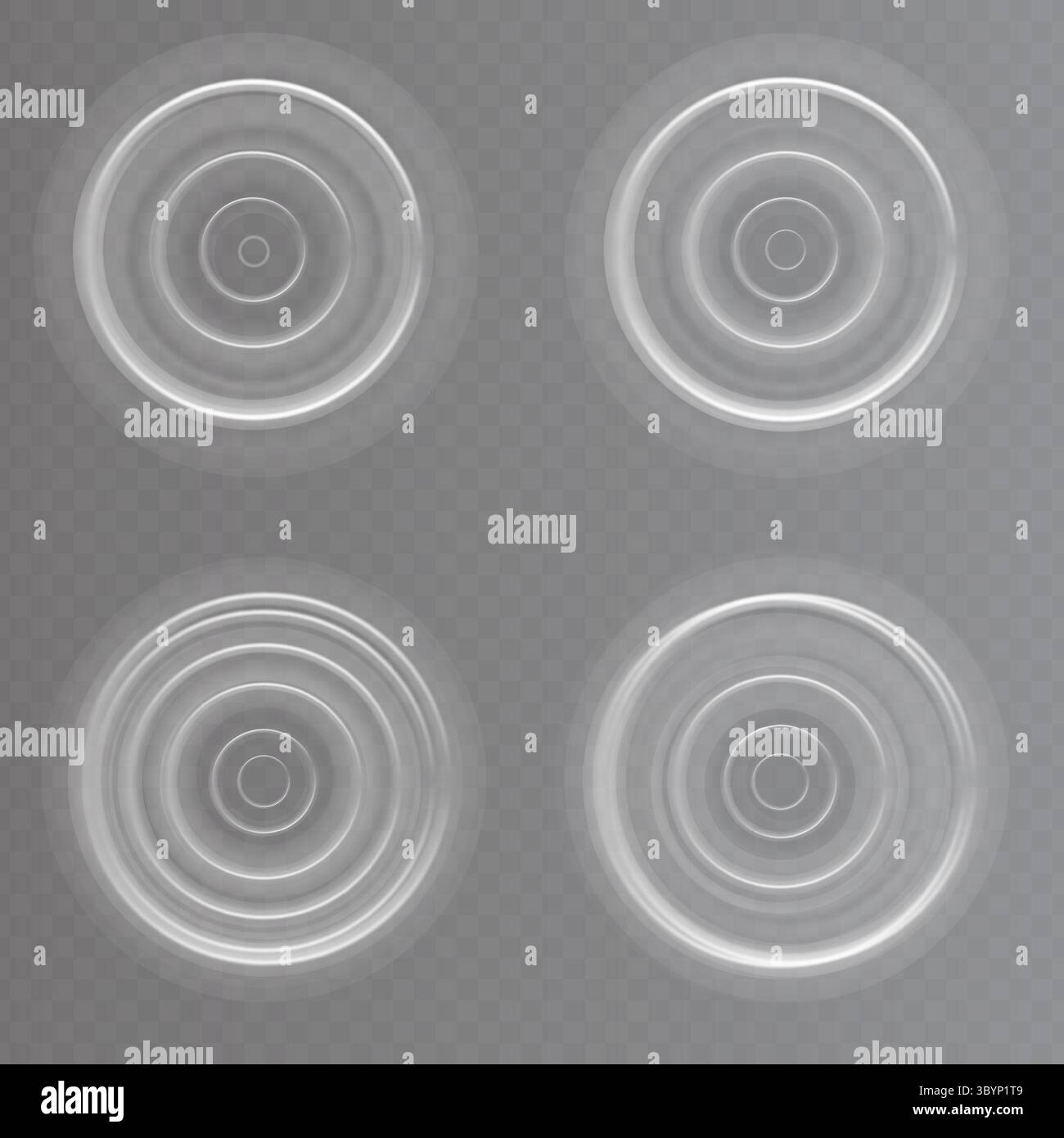 Realistic water ripple effects set. Vector illustration on transparent ...