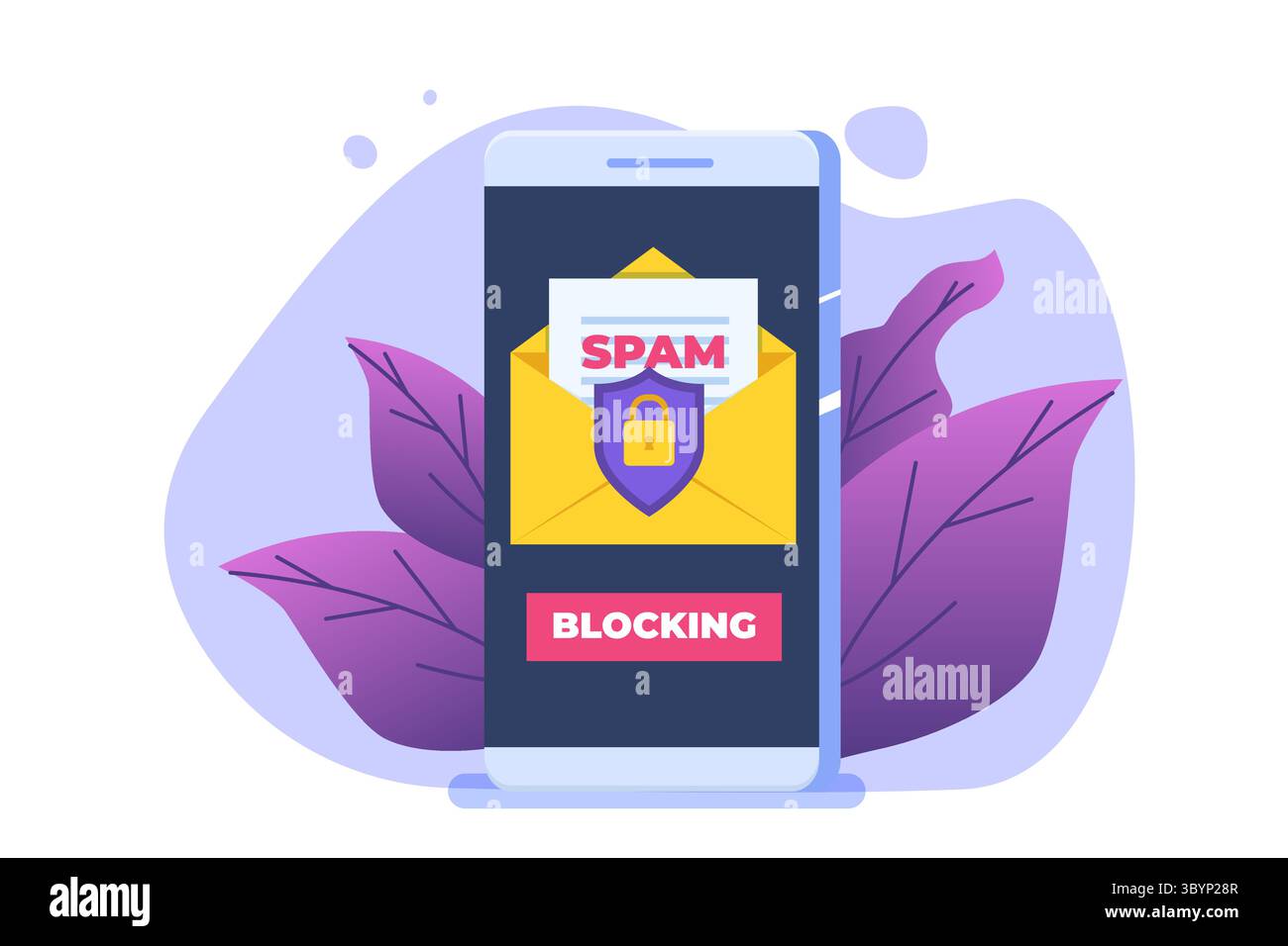 E-mail protection, anti-malware, anti spam concept. Flat vector ...