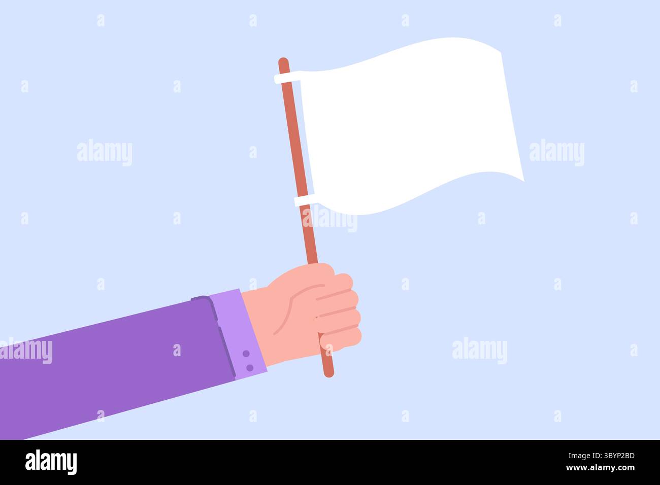 Hand hold white flag, capitulation in competition concept. Vector ...