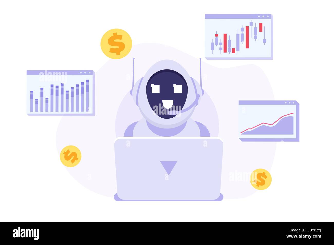 Trading bot or robot, ai trader, automatic stock trading concept ...