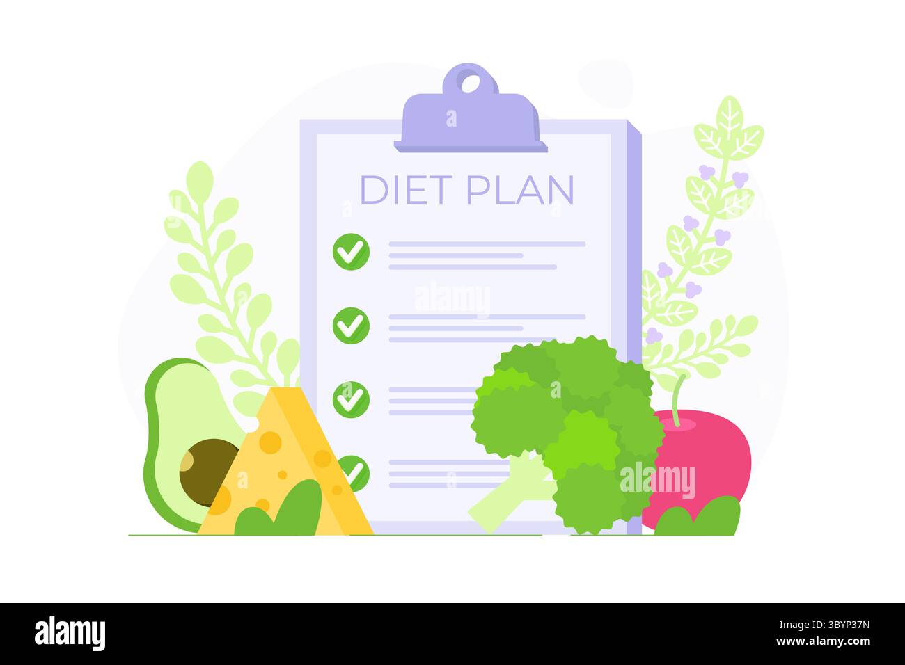 Diet plan schedule checklist concept. Vector illustration Stock Vector ...
