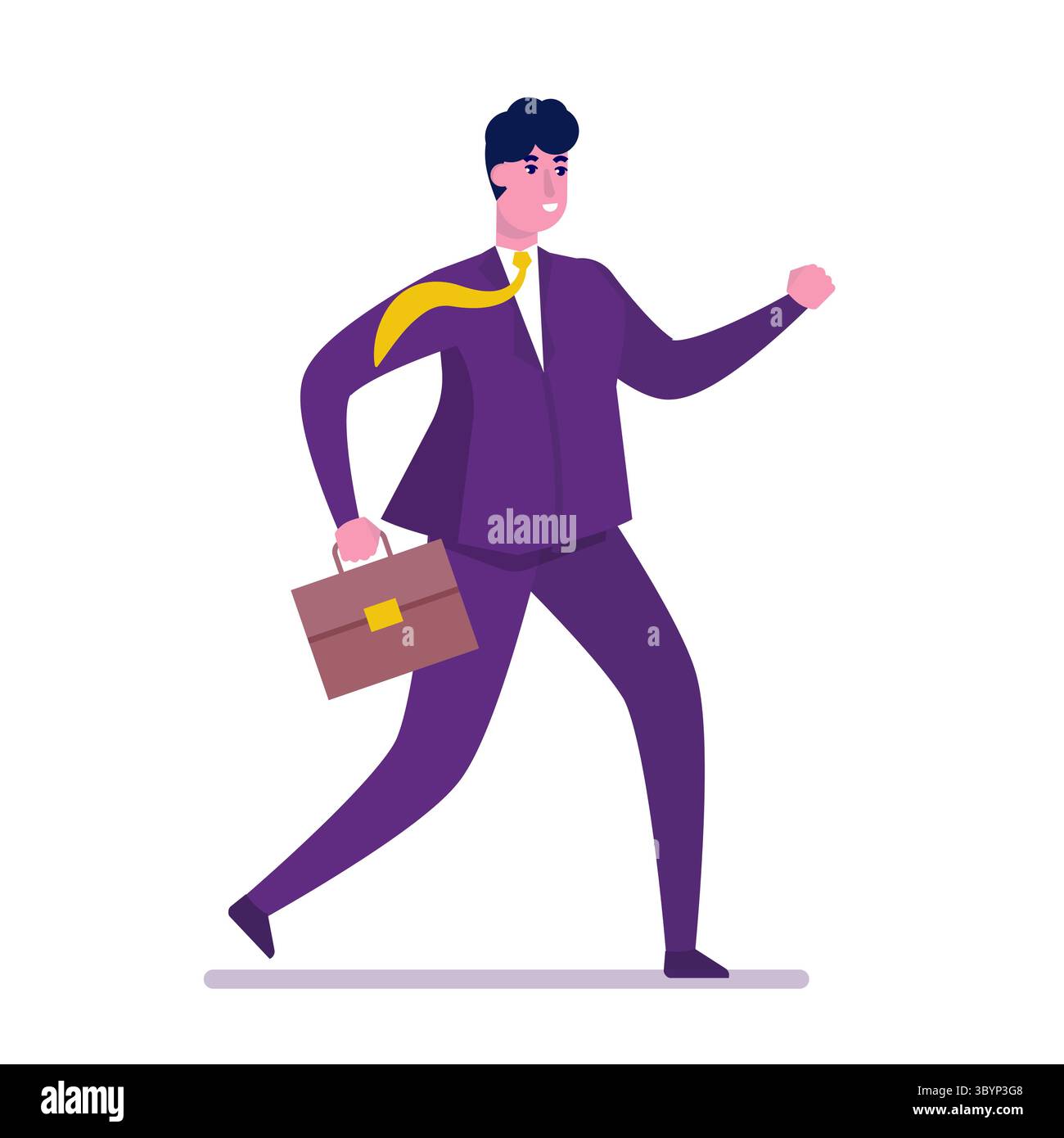 Businessman with briefcase rush to work. Vector illustration Stock ...
