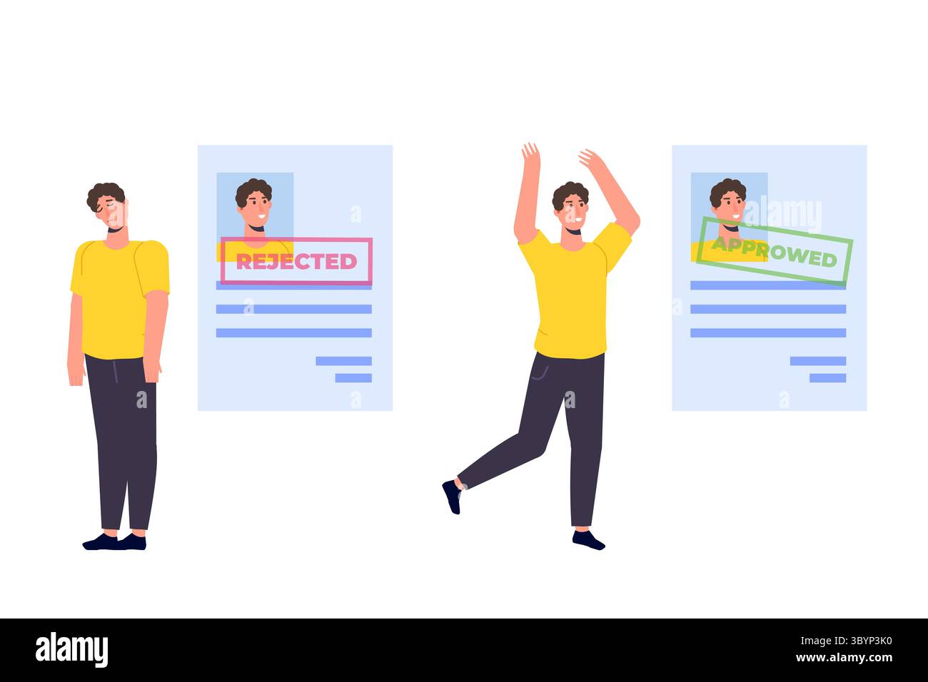Job application Rejected and Approved document paper. Vector ...