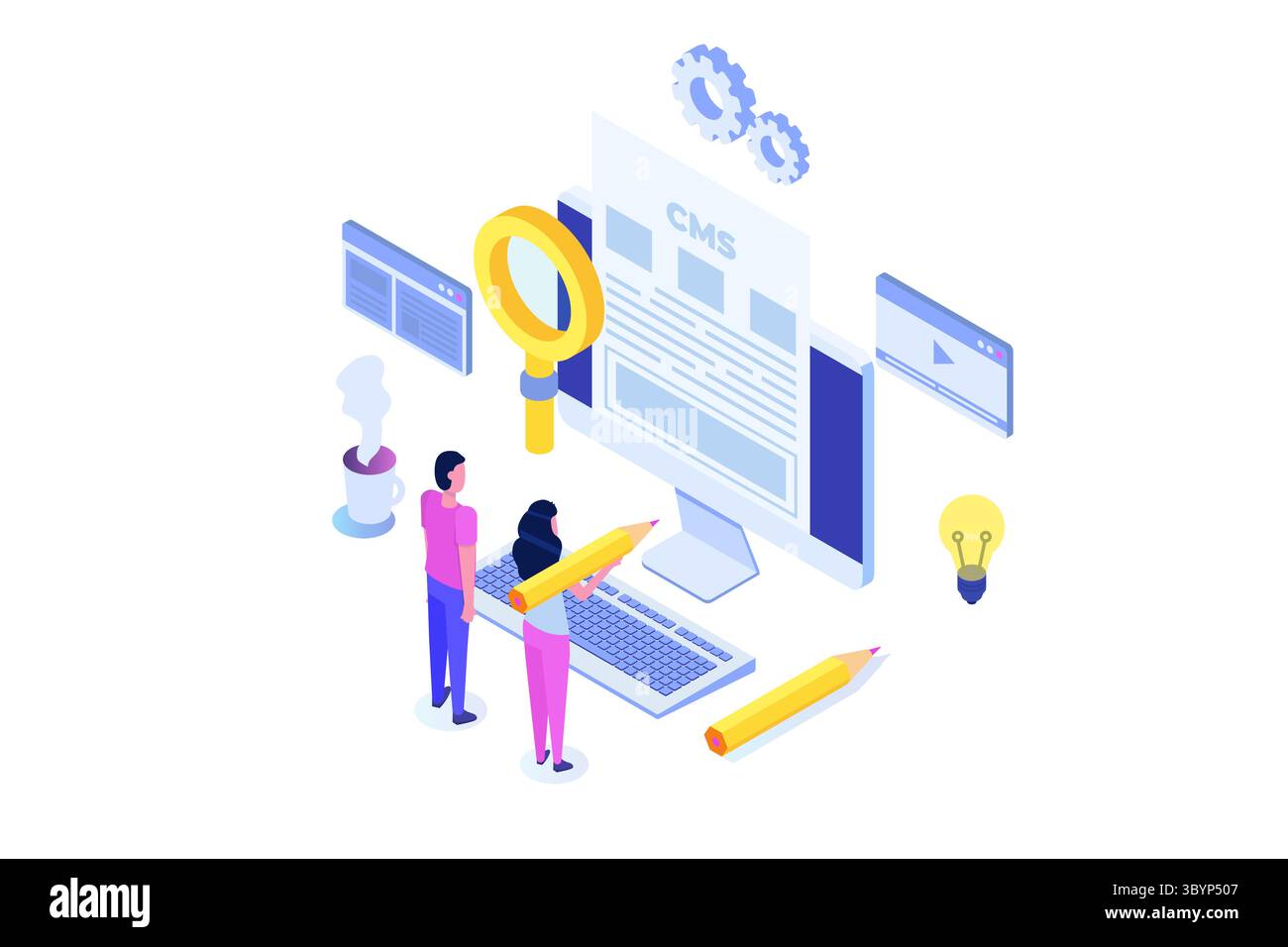 CMS, Content management concept. Vector illustration Stock Vector Image ...