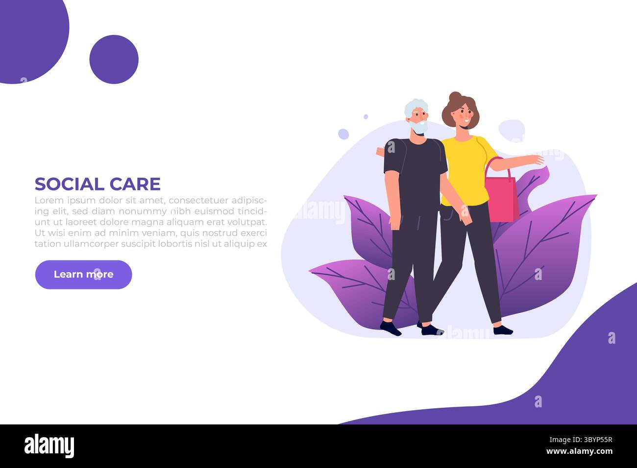 Social workers or Volunteer Care about senior people. Vector ...