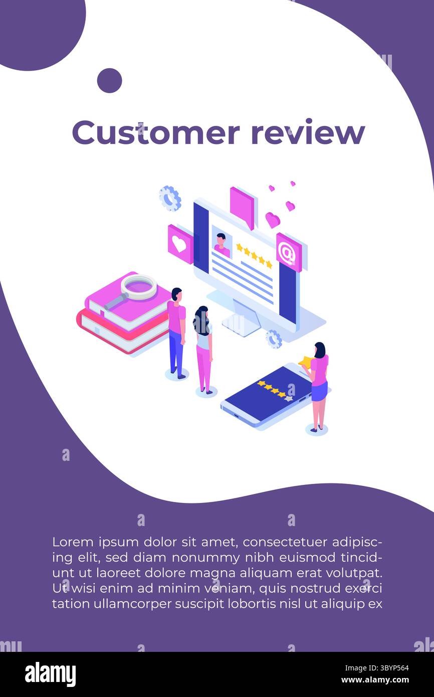 Customer review, Usability Evaluation, Feedback, Rating system isometric concept. Vector ...