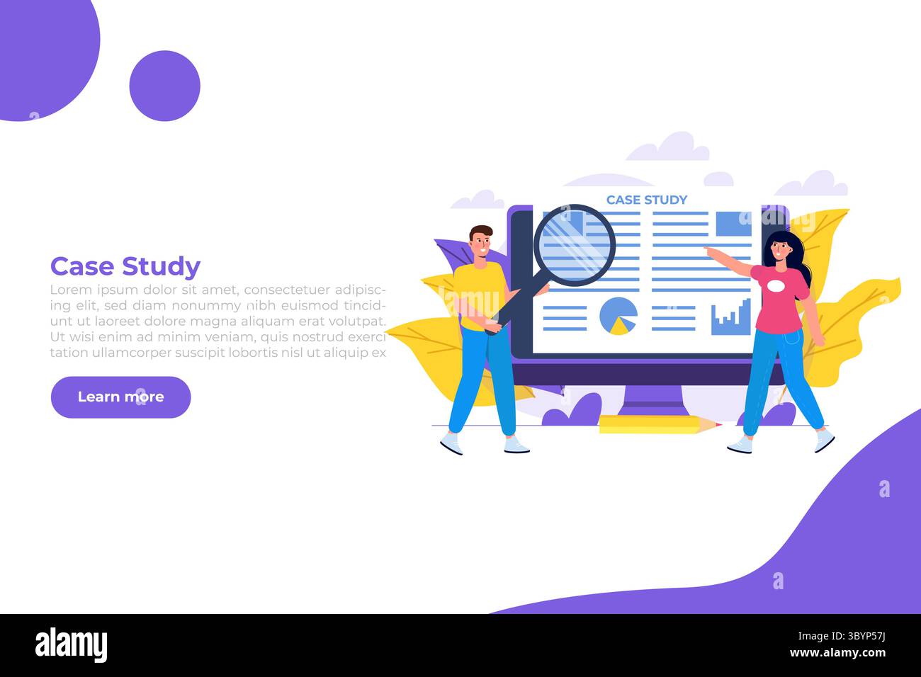 Case study concept with characters. Flat style vector illustration ...