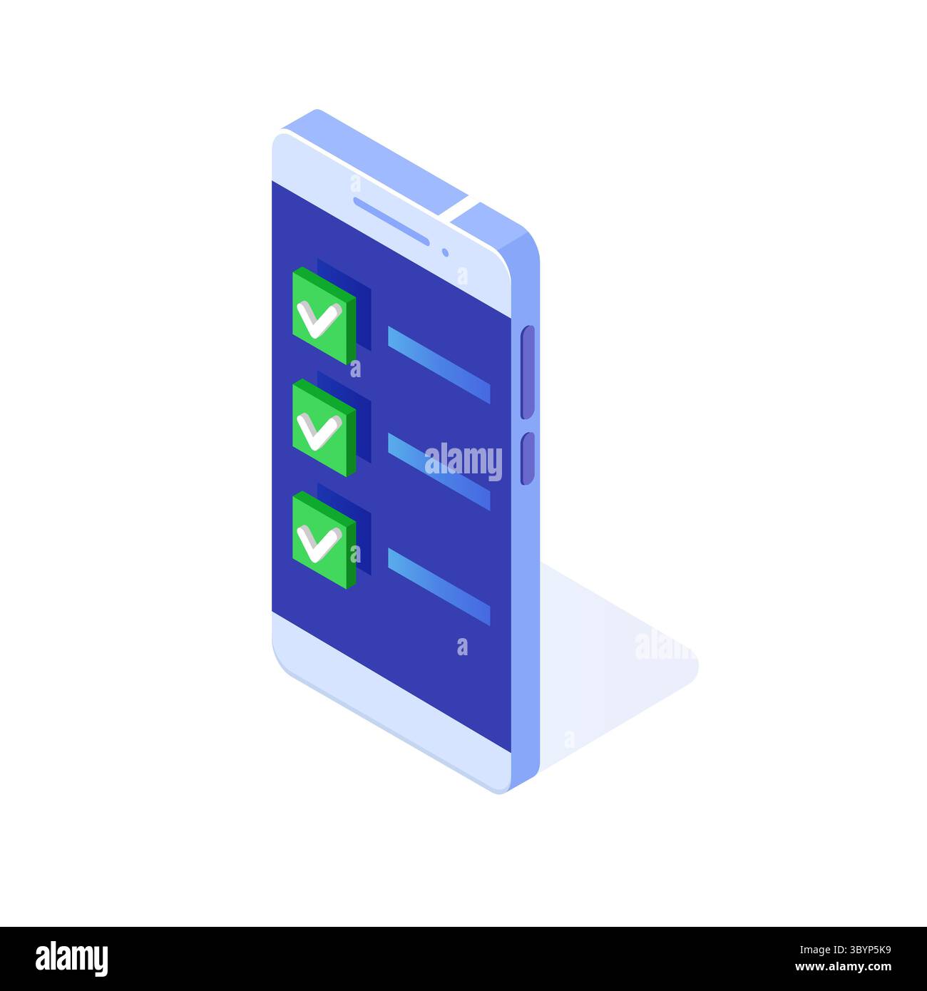 Checkbox isometric. Checkmark or tick notification. Vector illustration ...