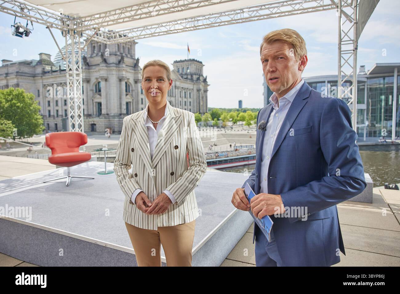 20 July 2025, Berlín: The leader of the far-right Alternative for ...