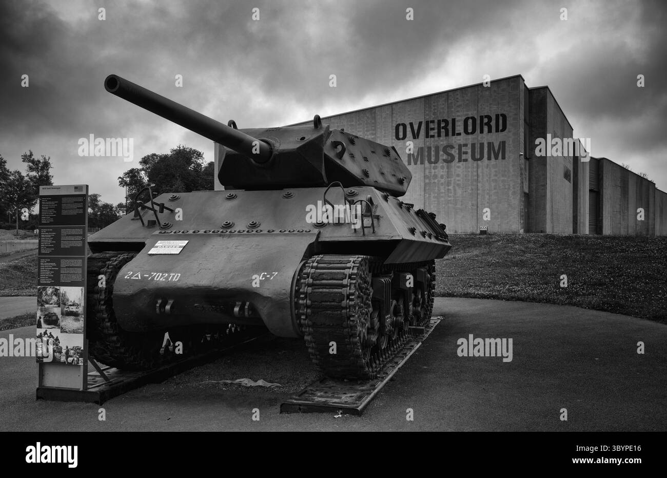 M10 Tank Destroyer tank, exhibit in front of Overlord Museum, black and ...