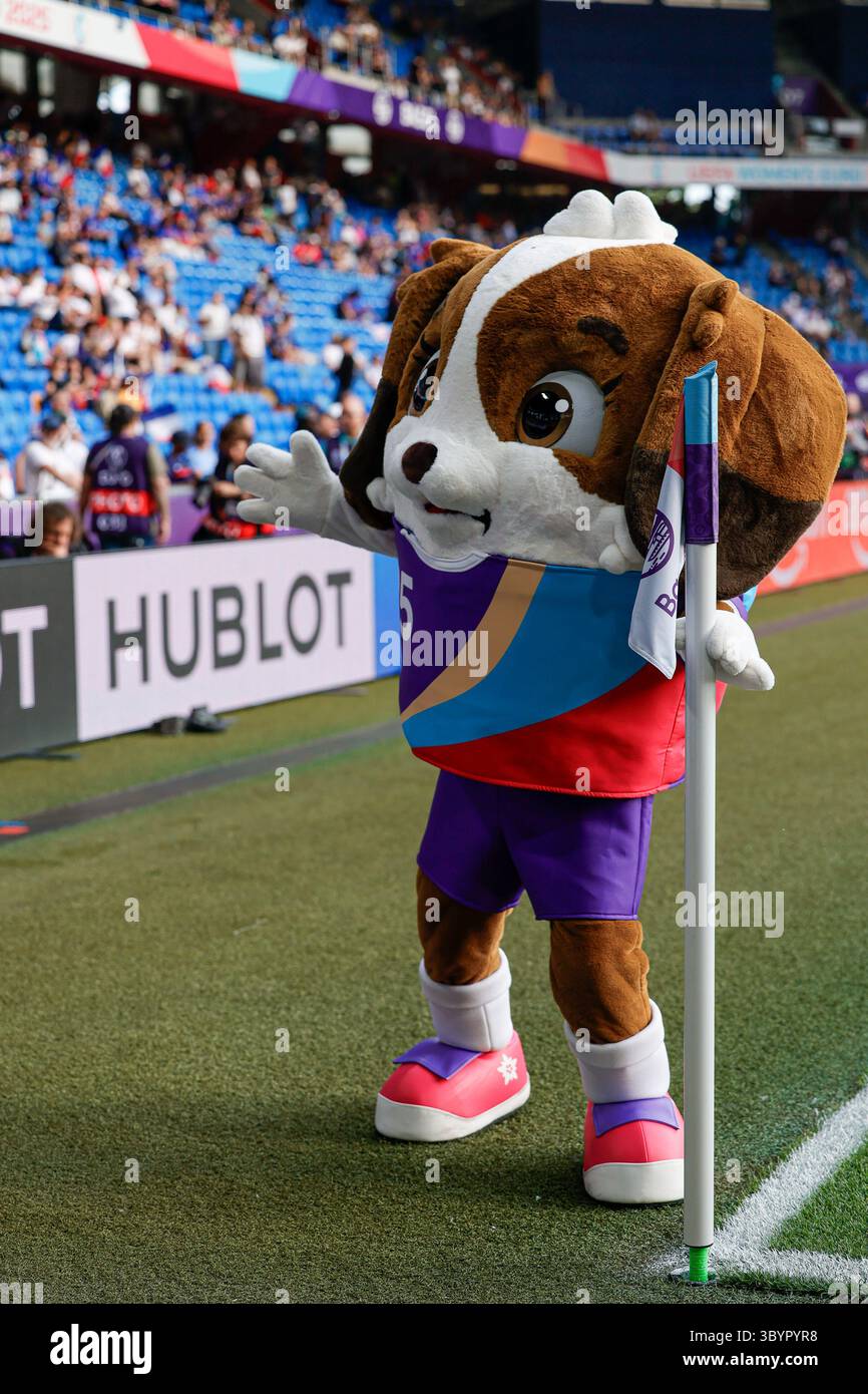 19th July 2025, St. Jakob-Park: The Mascot of UEFA Euro Womens 2025 ...