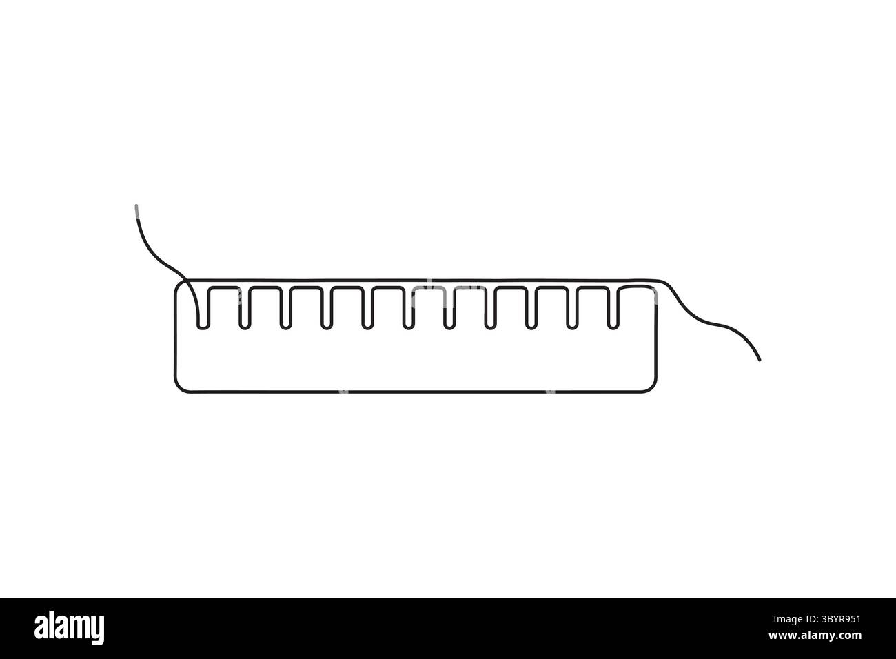 Line drawing ruler continuous one line minimalist outline vector ...