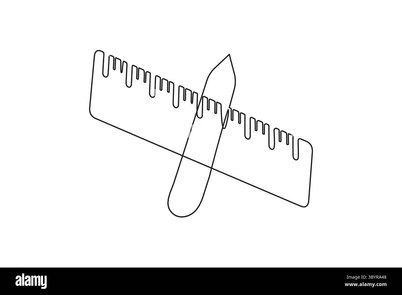 Line drawing ruler continuous one line minimalist outline vector ...
