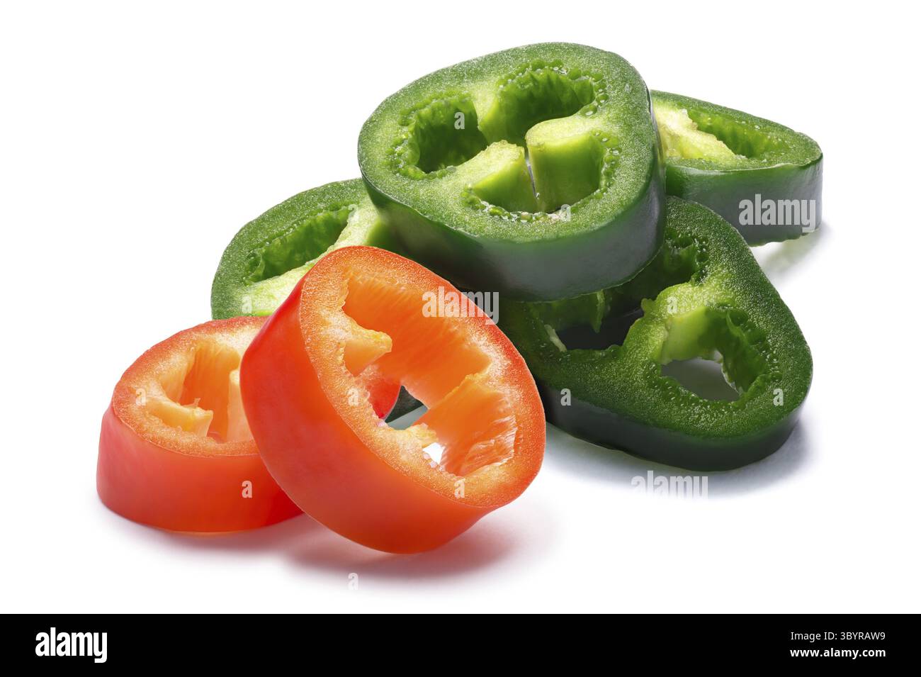 Hot wax (Paprika) and Jalapeno chile peppers slices, seedless. Clipping ...