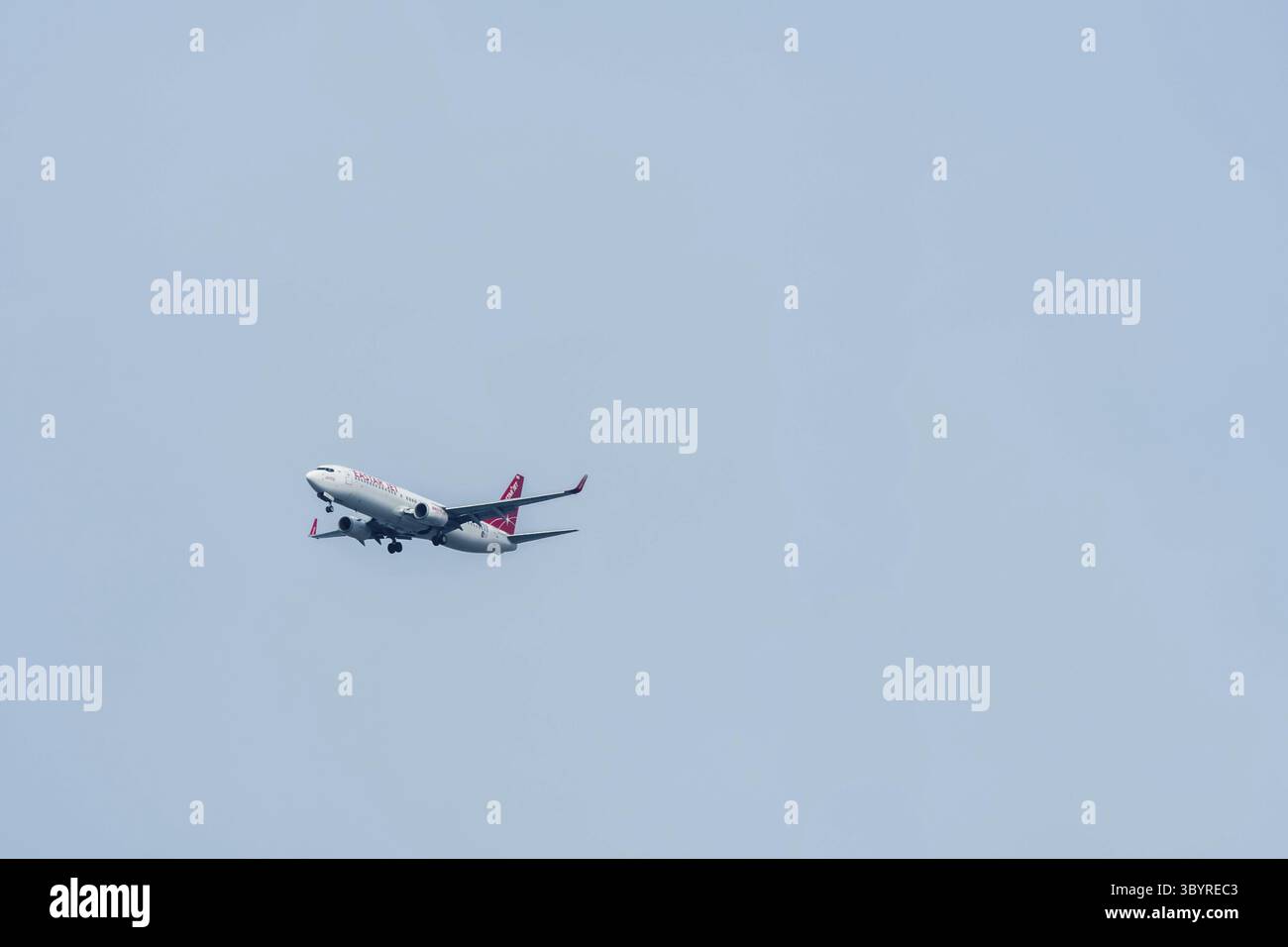 Chungju, South Korea. December 02, 2018. White twin engine commercial ...