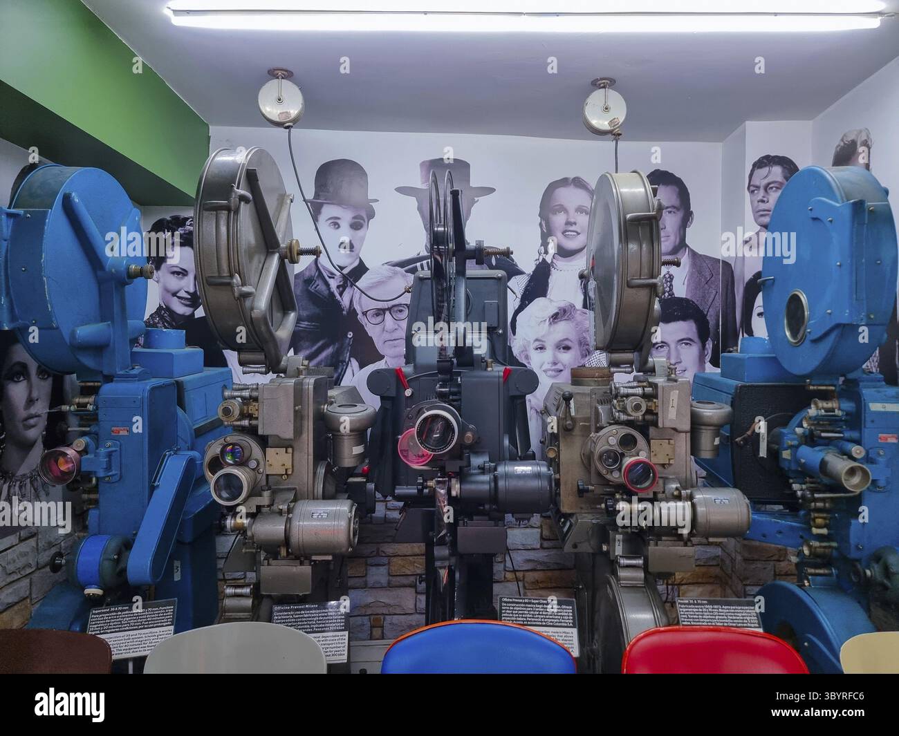 Colombia, Cali, July 30, 2024, old cinema projectors in the cinema ...