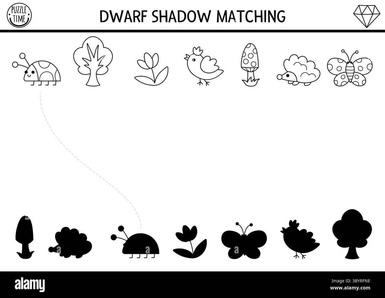 Dwarf shadow matching activity with forest symbols and animals ...