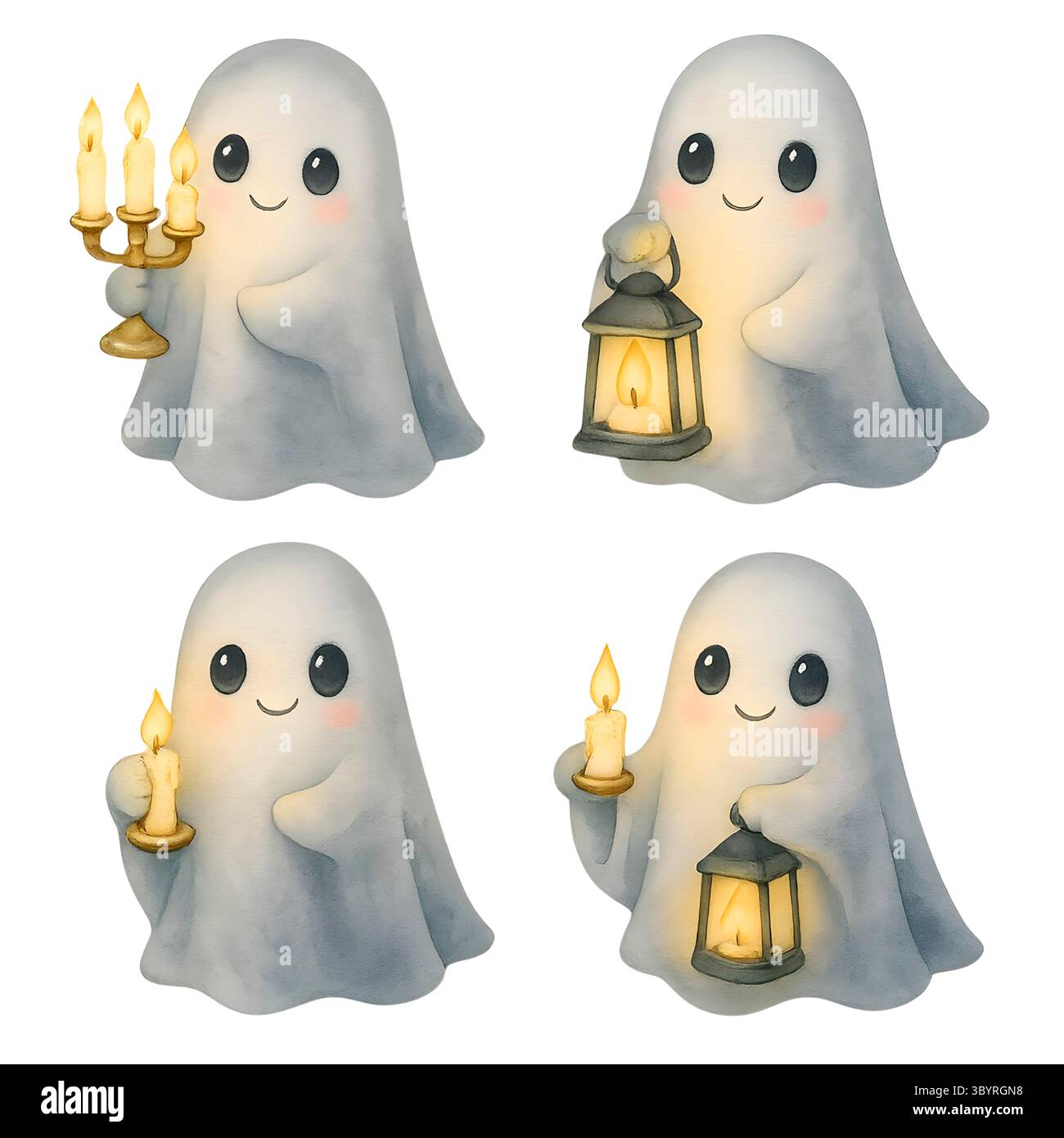 Hand Painted Halloween Clipart – Cute Ghosts, Props & Spooky Objects in ...