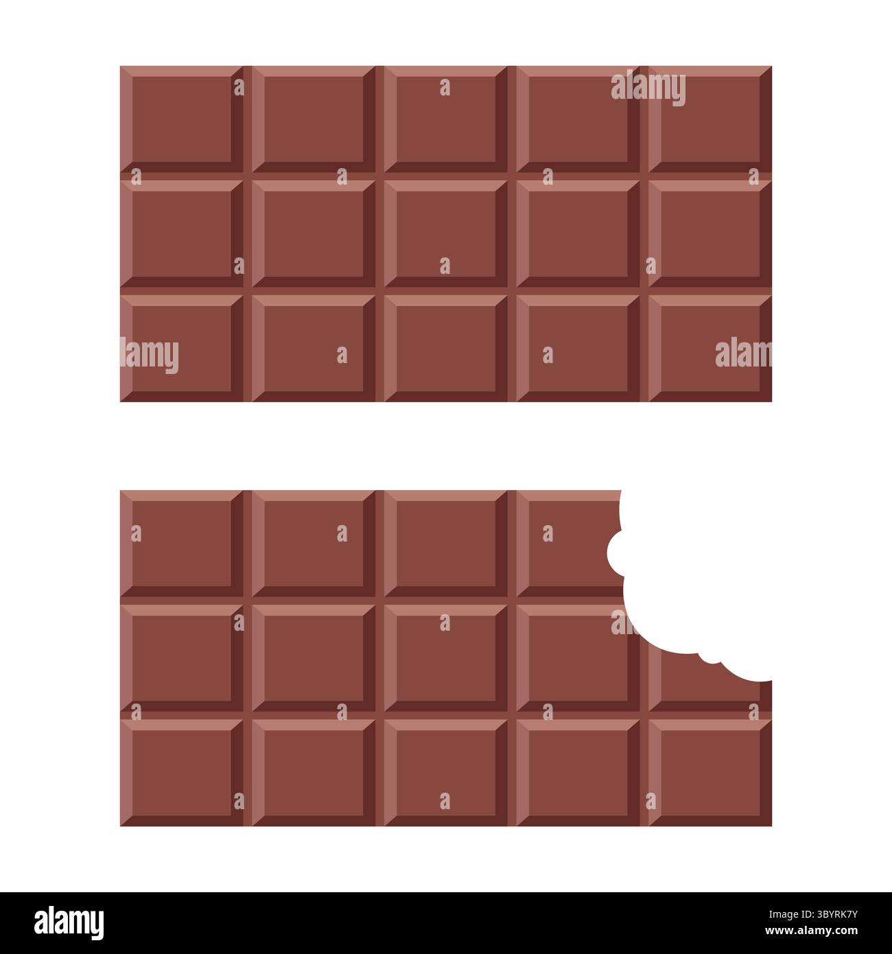 Two Chocolate Bars Illustration. The top bar is whole and intact ...