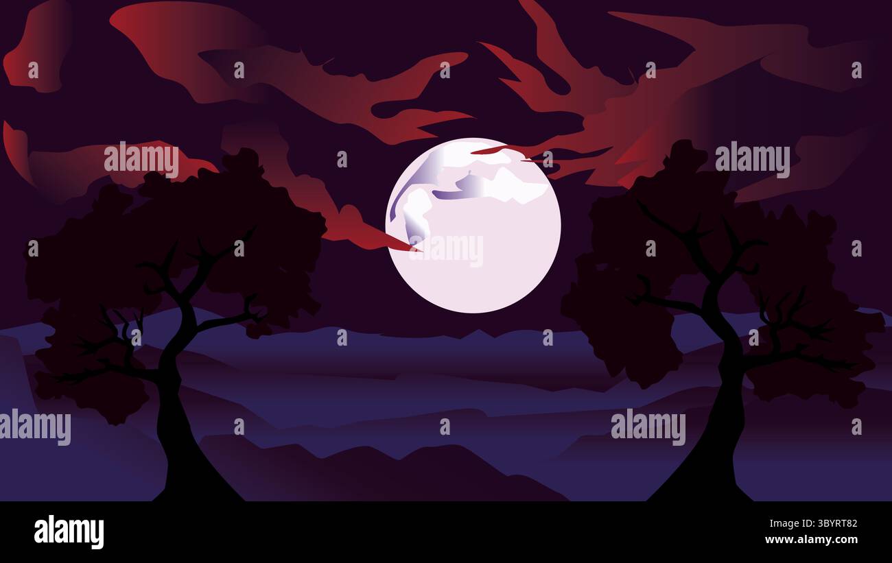 Full moon dramatic night Stock Vector Images - Alamy