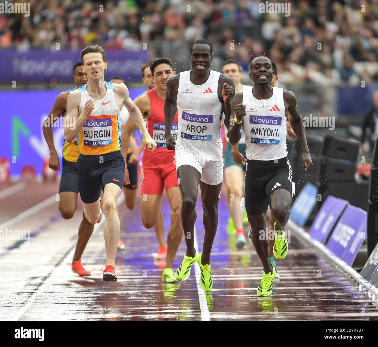 Max Burgin of Great Britain, Marco Arop of Canada and Emmanuel Wanyonyi ...