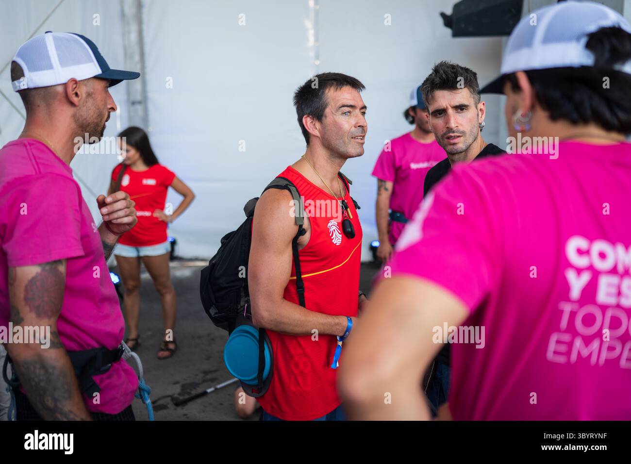 Blind climber Javier Aguilar during a Paraclimbing exhibition with ...