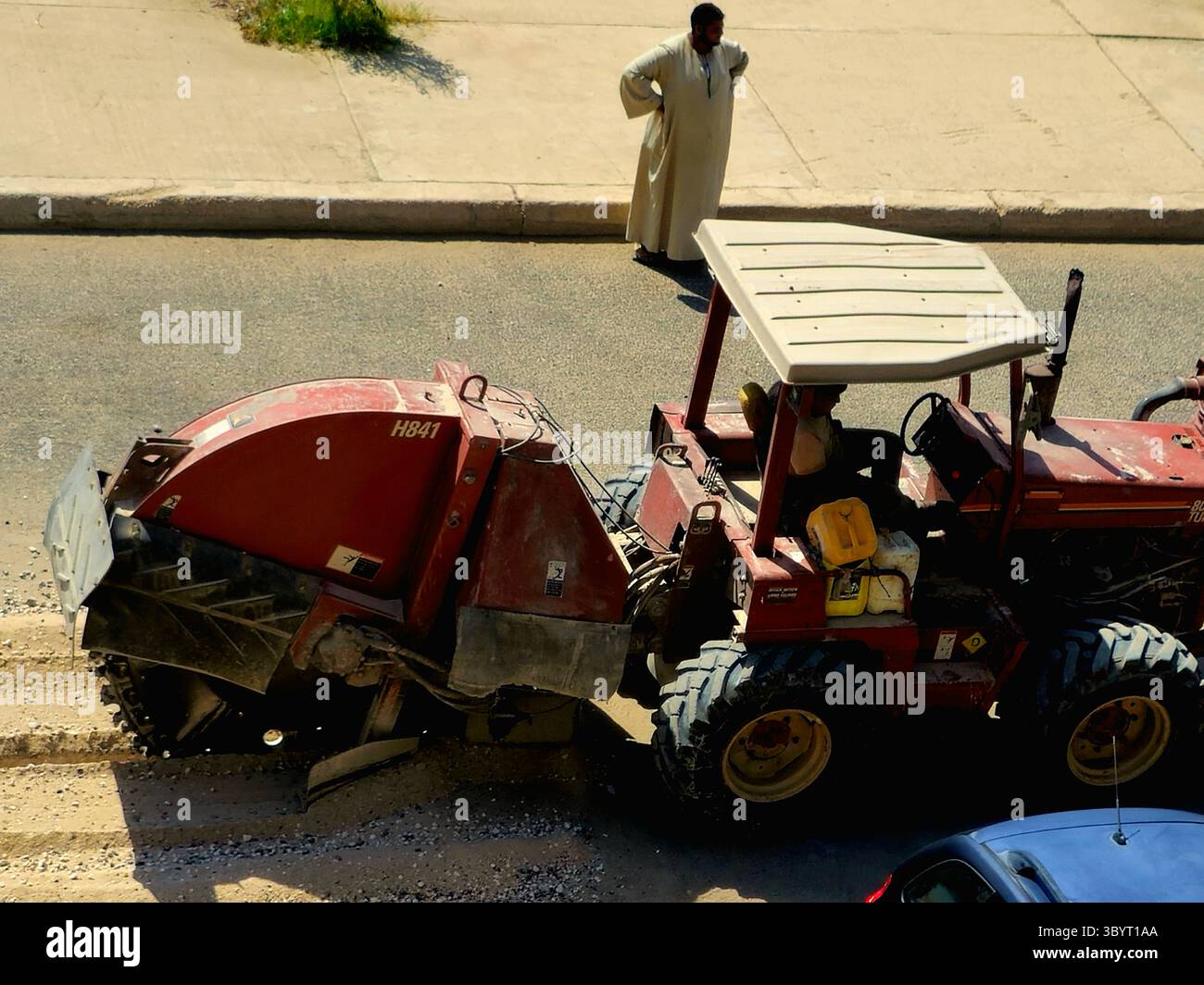 Giza, Egypt, July 16 2025: A powerful piece of construction equipment ...