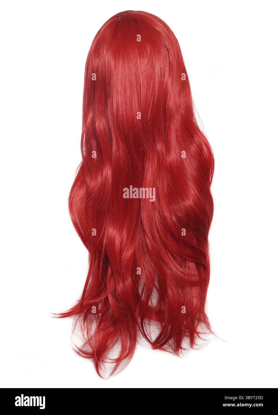 Red Anime Style Wig on mannequin head isolated on white background ...