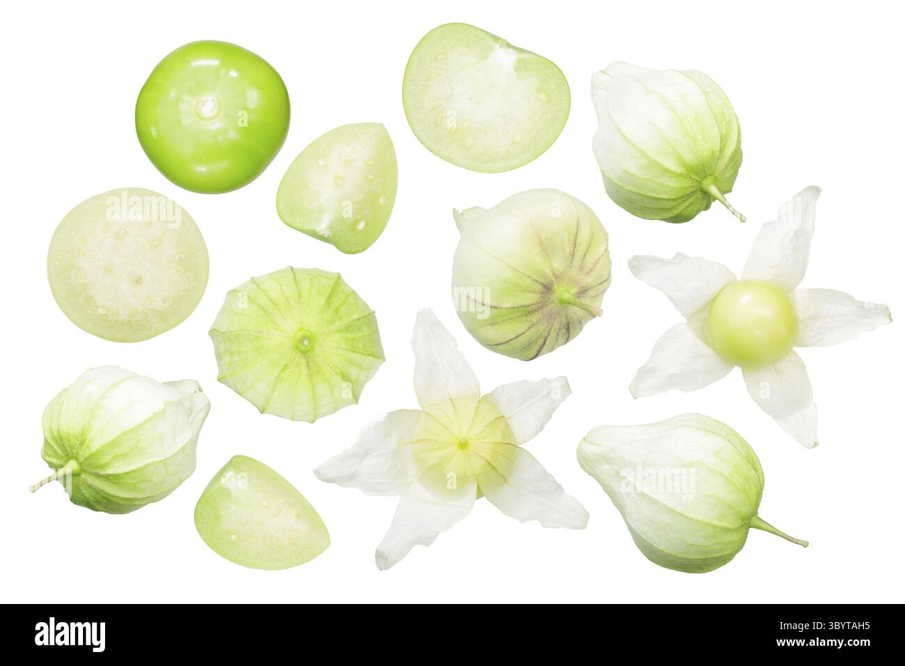 Tomatillos or Mexican husk tomatoe (Physalis philadelphica fruit ...