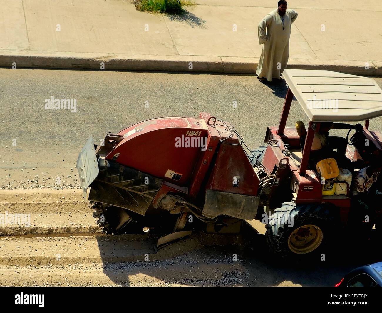 Giza, Egypt, July 16 2025: A powerful piece of construction equipment ...