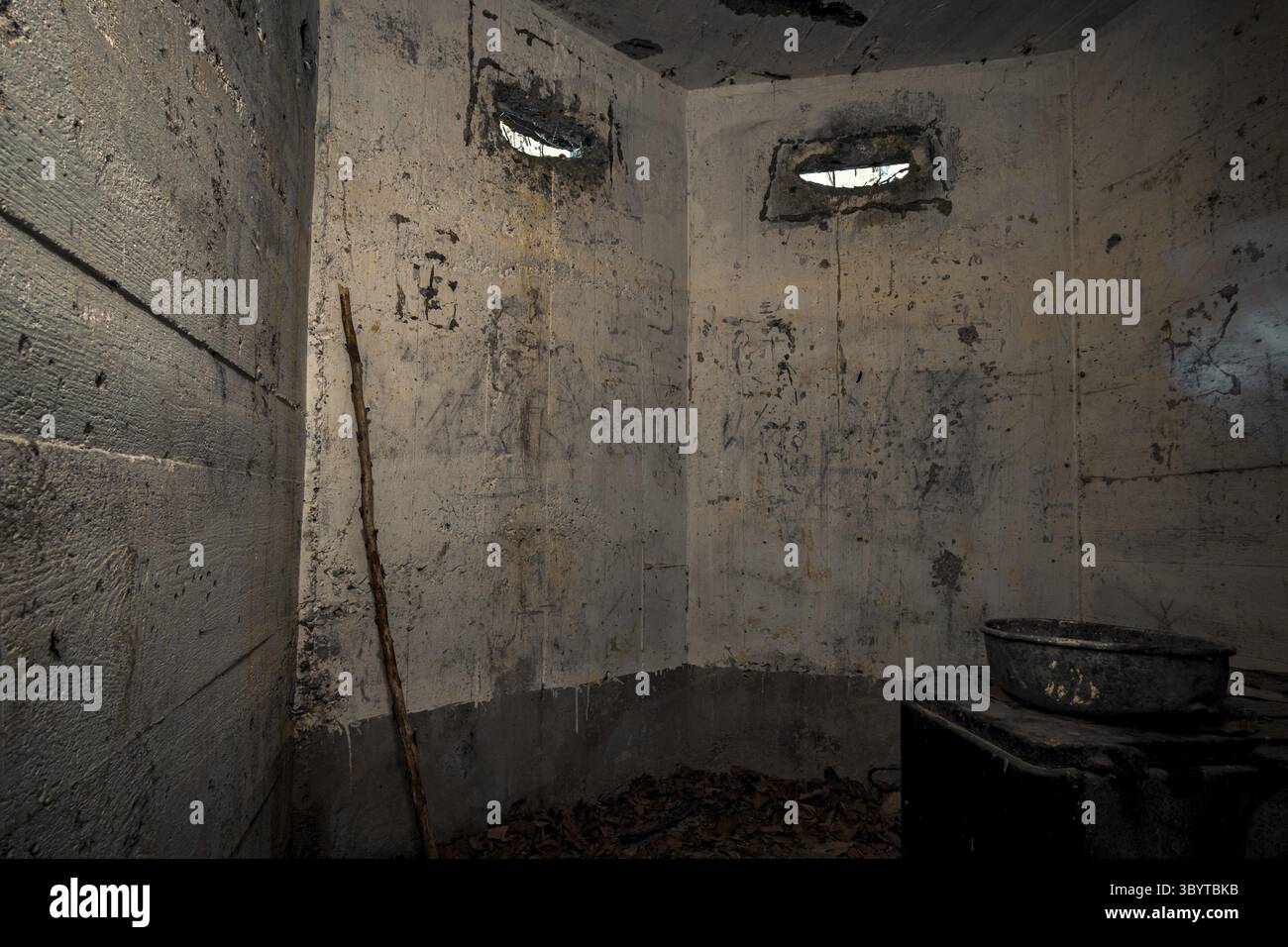 An old little bunker from the second world war near a factory in the ...