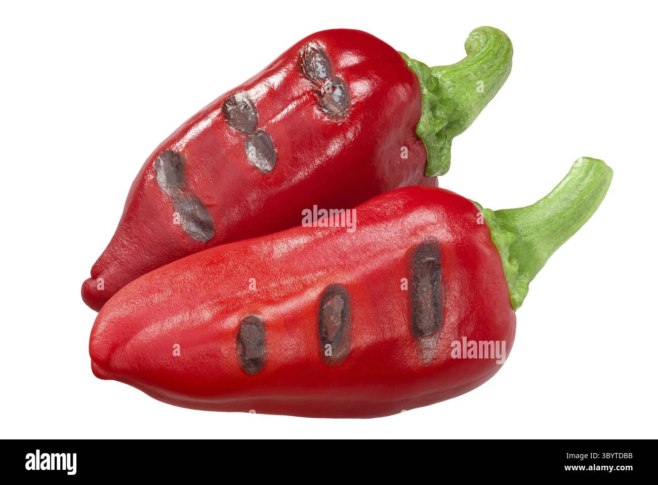 Grilled or fire roasted red chile peppers, whole pods Stock Photo - Alamy